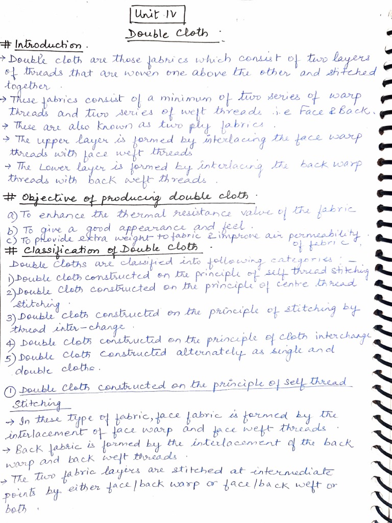 Unit 4 Double Cloth | PDF | Textile Arts | Textiles