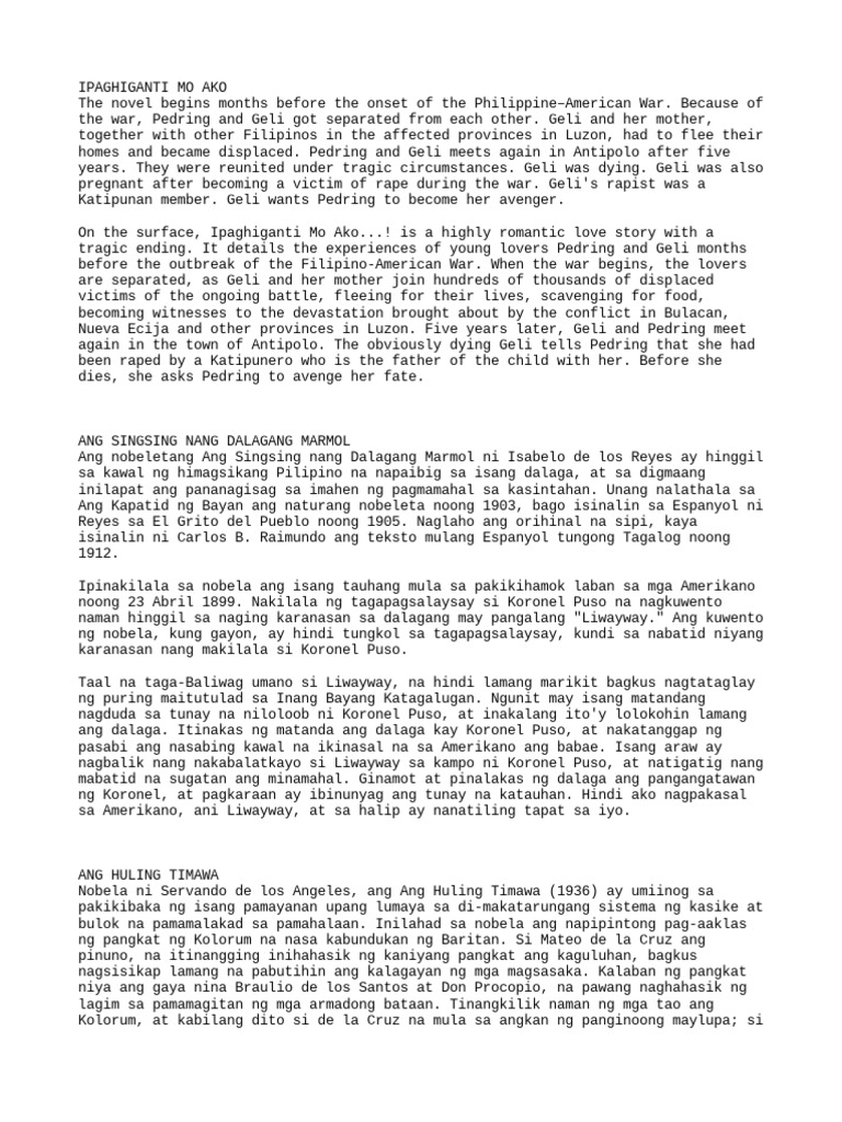 Filipino Novels | PDF | Spanish East Indies | Philippines
