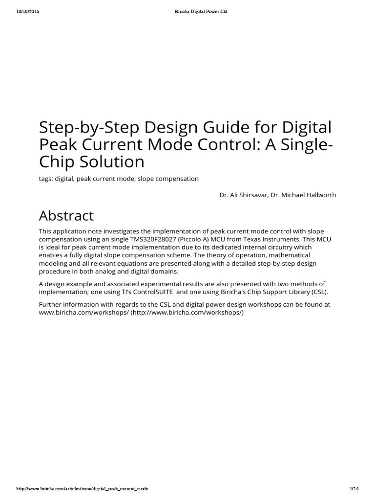 Step-By-Step Design Guide For Digital Peak Current Mode Control - A ...