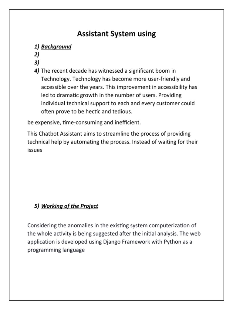 Assistant System Using: 1) Background 2) 3) 4) The Recent Decade Has ...