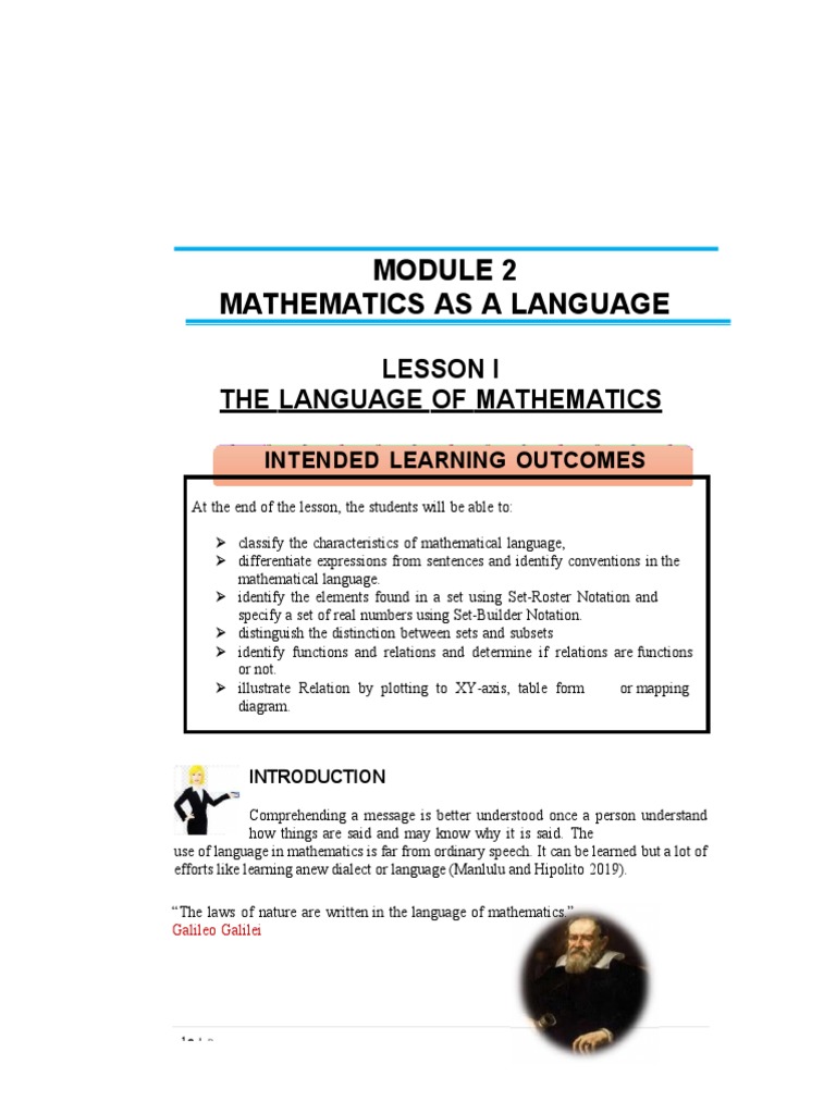 Mathematics As A Language | Download Free PDF | Set (Mathematics) | Function (Mathematics)