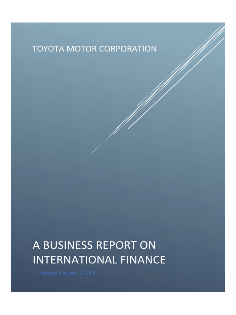 Toyota Motor Corporation - International Finance | PDF | Financial Risk ...