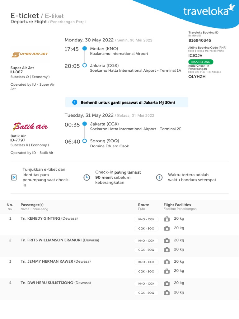 Contoh Boarding Tiket Pesawat | PDF