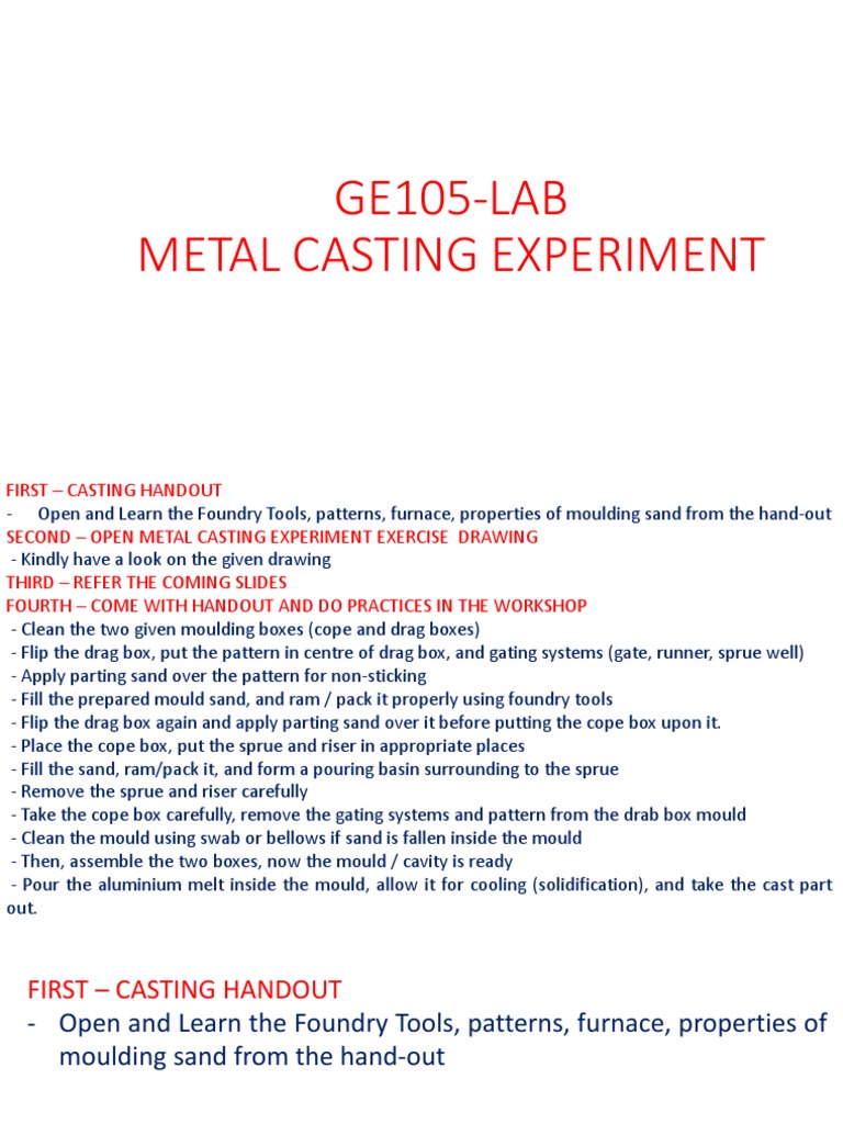 GE105-Metal Casting Experiment - Introduction Before The Practical-Lab ...