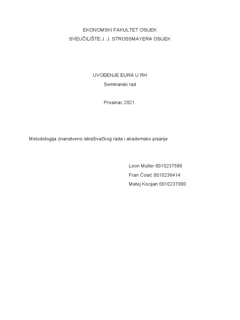 Metodologija Seminarski Rad | PDF