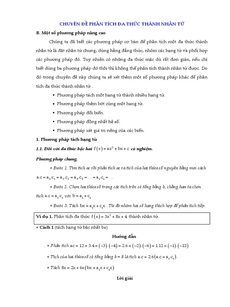 Chuyen de Phan Tich Da Thuc Thanh Nhan Tu Va Ung Dung-13-33 | PDF