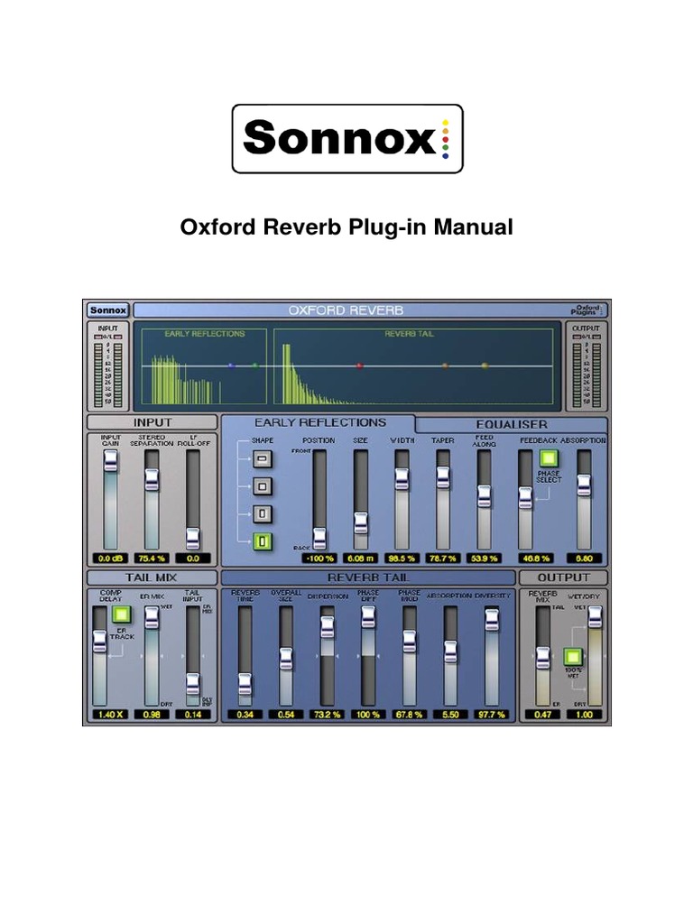 Oxford Reverb Manual | PDF | Equalization (Audio) | Installation (Computer Programs)