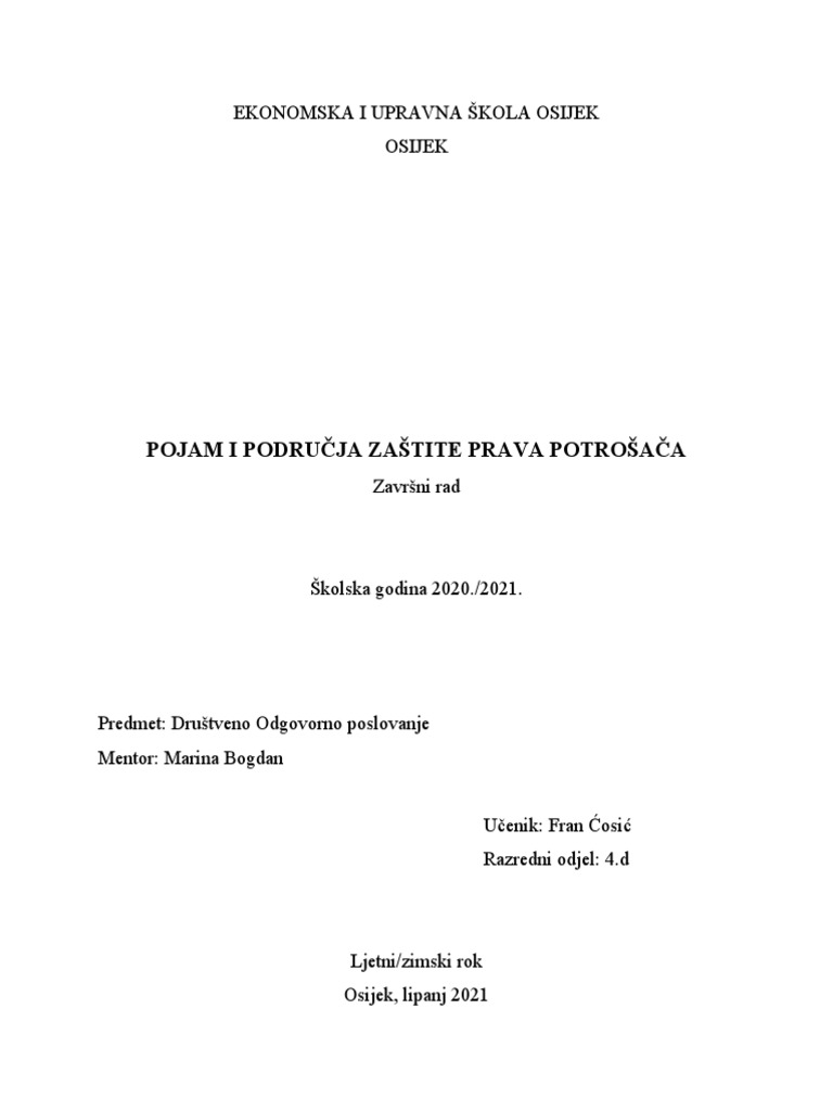 Primjer Lošeg Rada | PDF