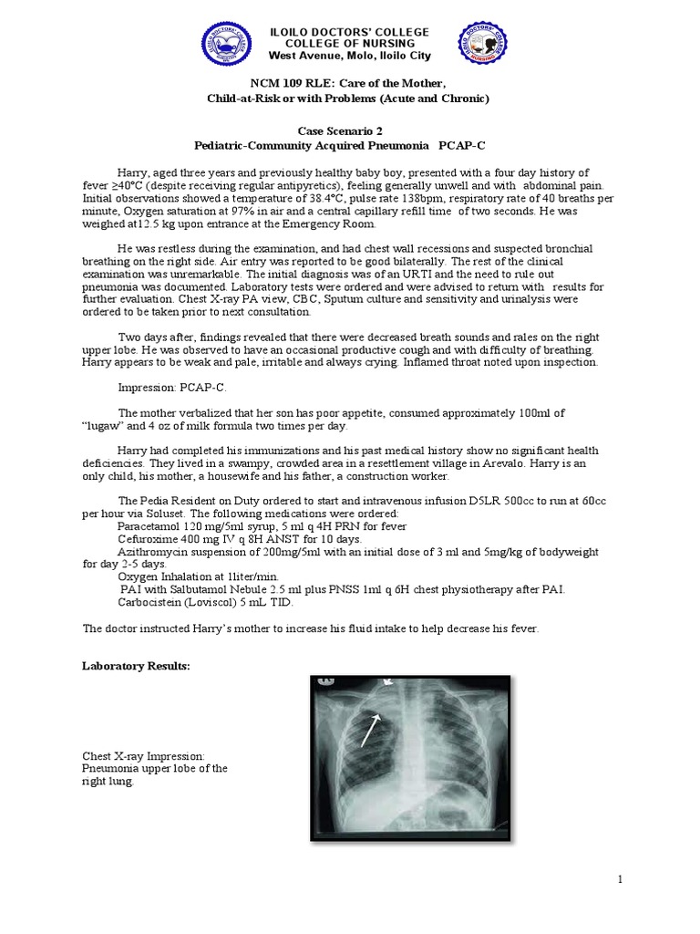 NCM 109 RLE: Care of The Mother, Child-at-Risk or With Problems (Acute ...