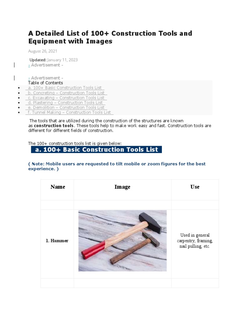 Construction Tools | PDF | Concrete | Demolition