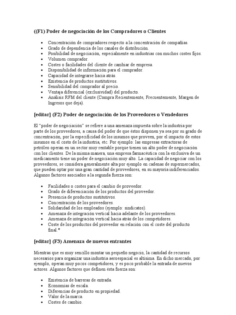 ( (F1) Poder de Negociación de Los Compradores o Clientes | PDF ...