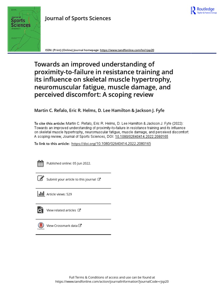 Journal of Sports Sciences: Martin C. Refalo, Eric R. Helms, D. Lee ...