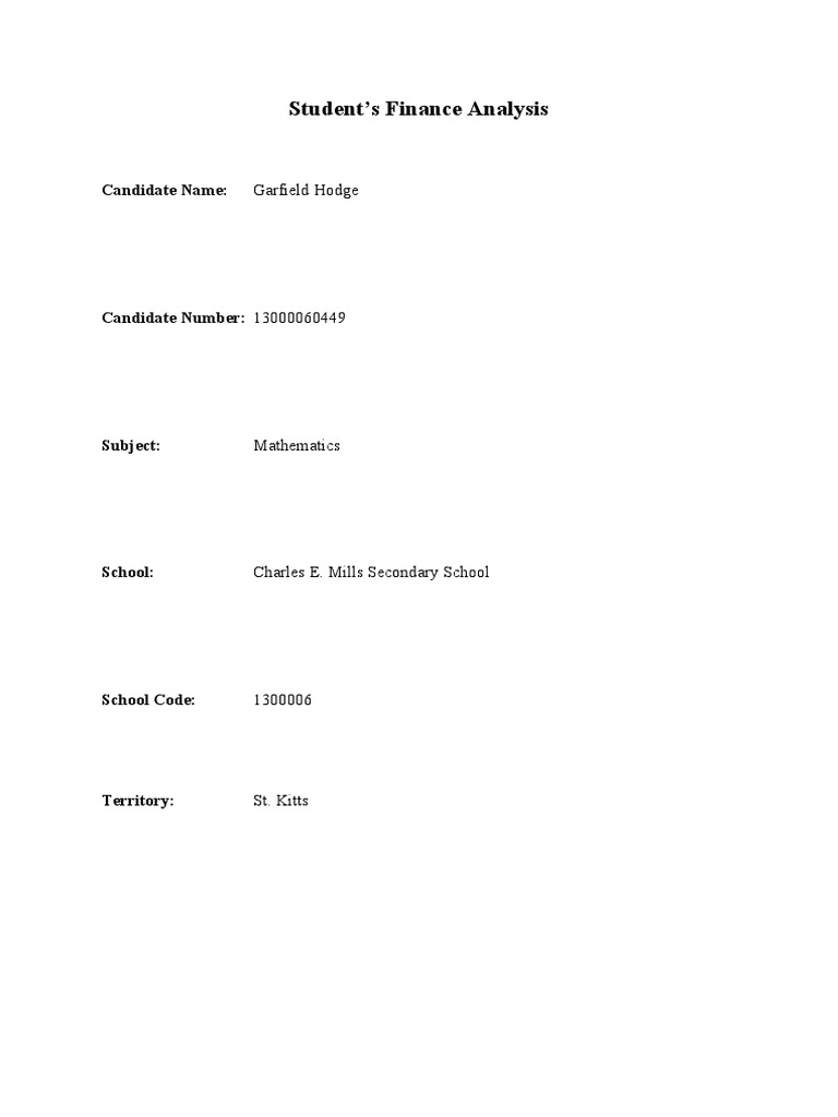 Mathematics SBA | PDF | Chart | Money