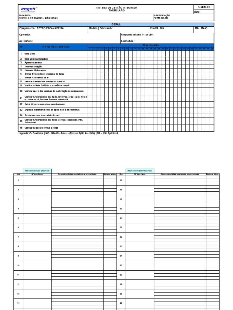 FORM - SGI.103 - CLD Máquinas Pesadas RETRO (Rev.01) | PDF