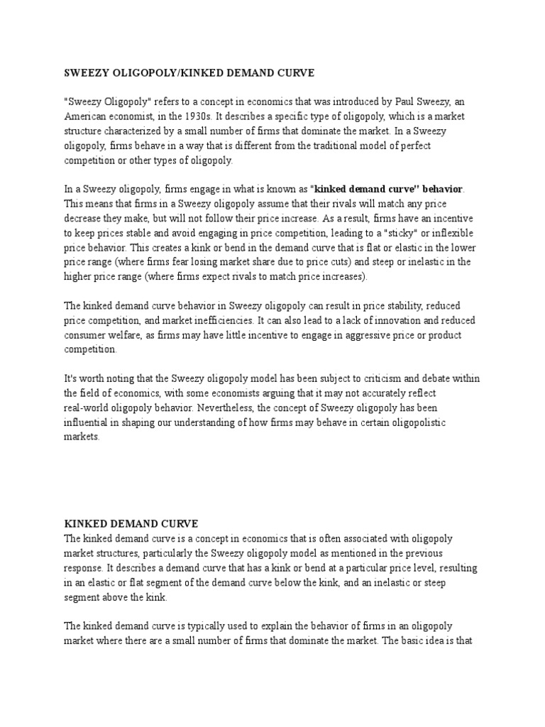 Sweezy Oligopoly | PDF