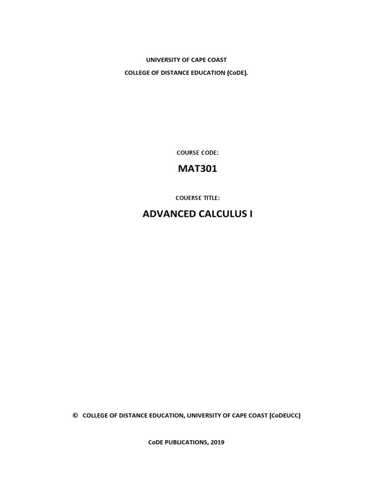 Advanced Calculus I | Download Free PDF | Derivative | Function (Mathematics)