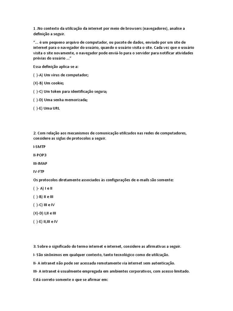 Teste Surpresa Informática Básica I | PDF | Internet | Programas