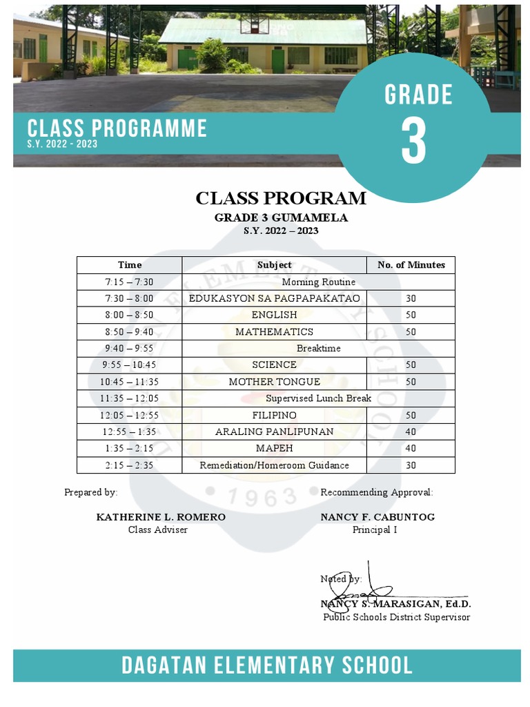 Class Program | PDF | Schools | Educational Institutions