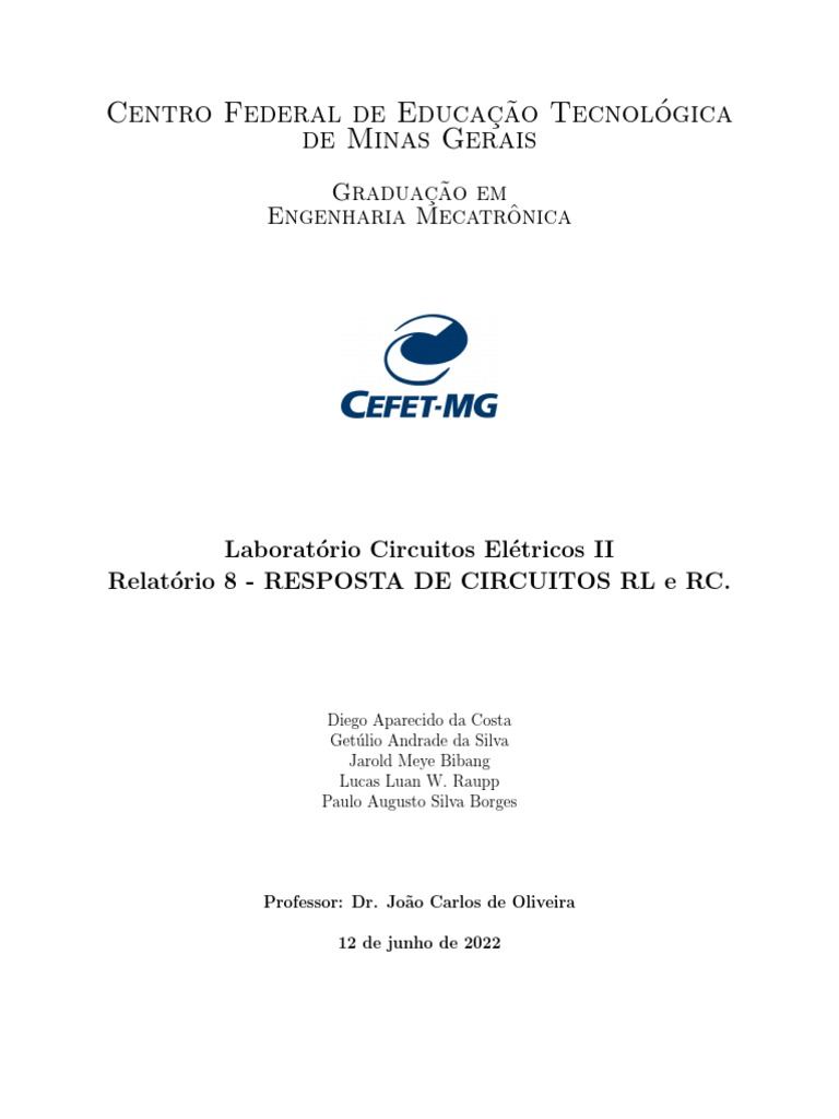 Relat Rio 8 Circuitos II | PDF | Rede elétrica | Indutor