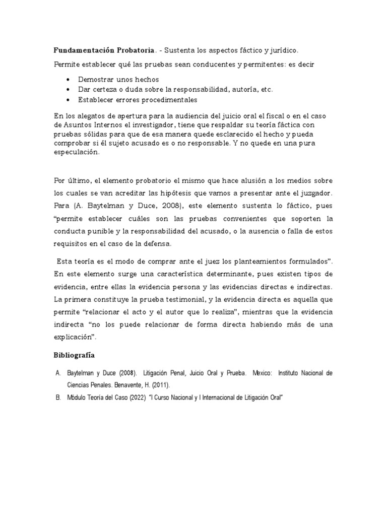 Fundamentación Probatoria | PDF