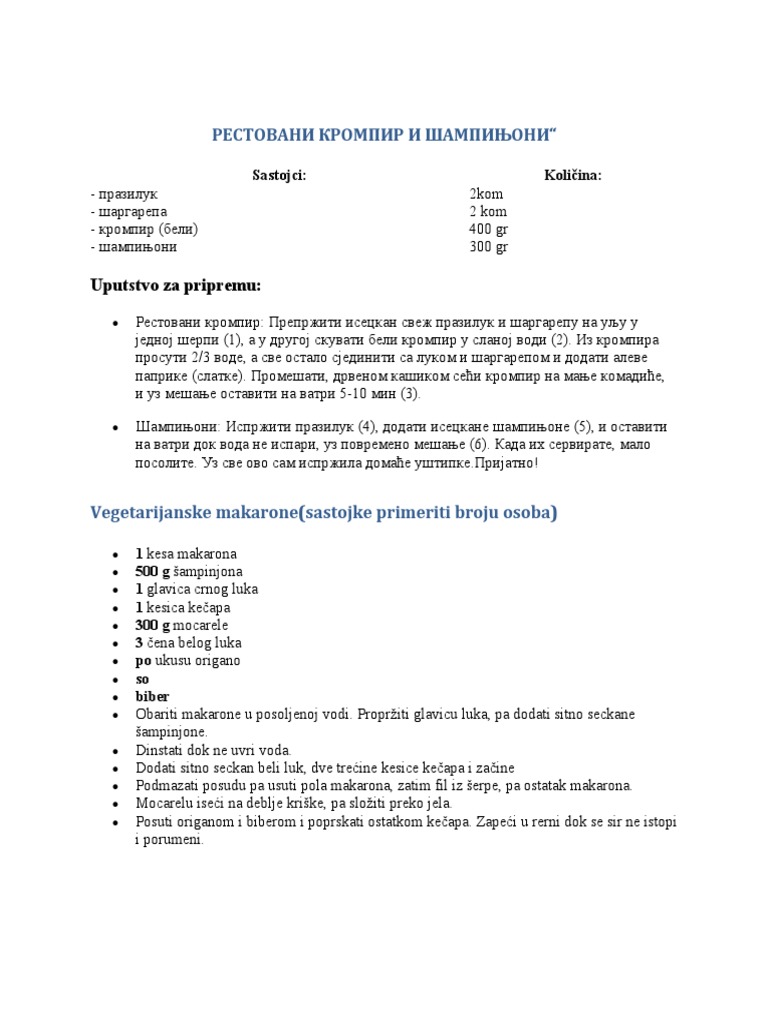 Recepti I Primeri | PDF