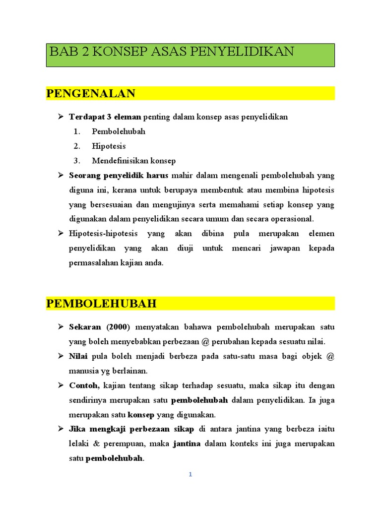 Bab 2 Konsep Asas Penyelidikan | PDF