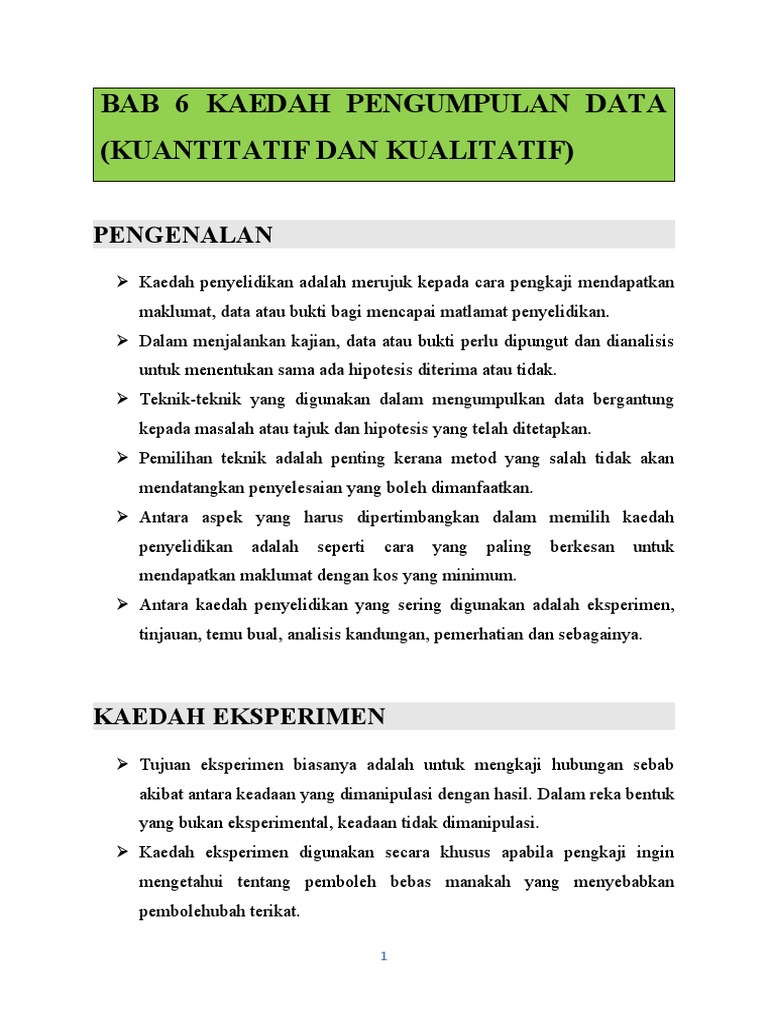 Bab 6 Kaedah Pengumpulan Data | PDF