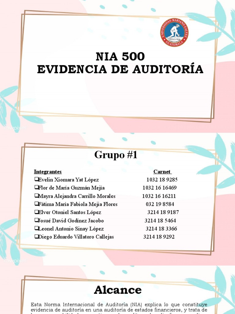 NIA 500, 501 y 505 | PDF | Auditoría | Contralor