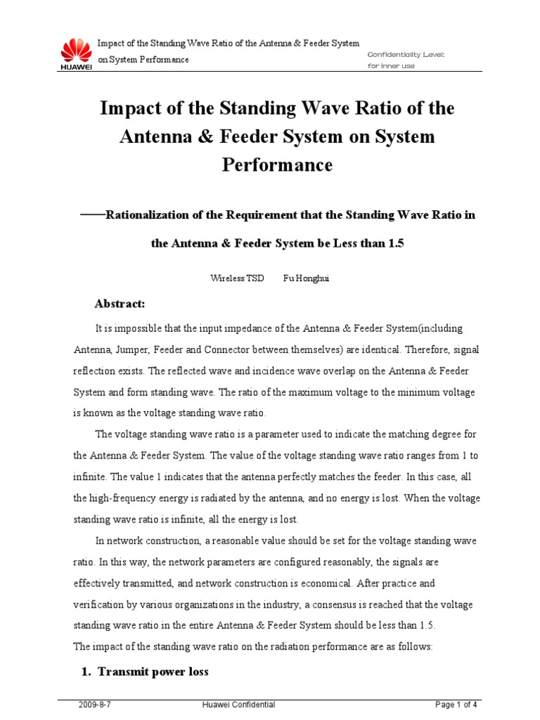 Impact of The Standing Wave Ratio of The Antenna & Feeder System On ...