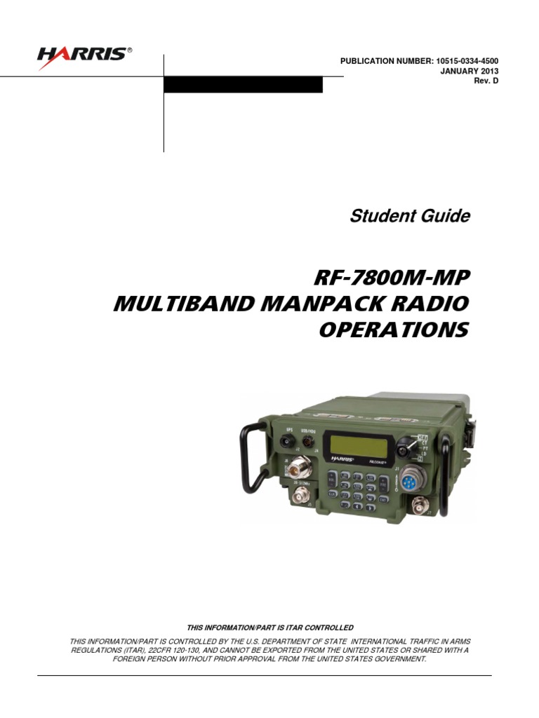 RF-7800M-MP Multiband Manpack Radio Operations: Student Guide | PDF