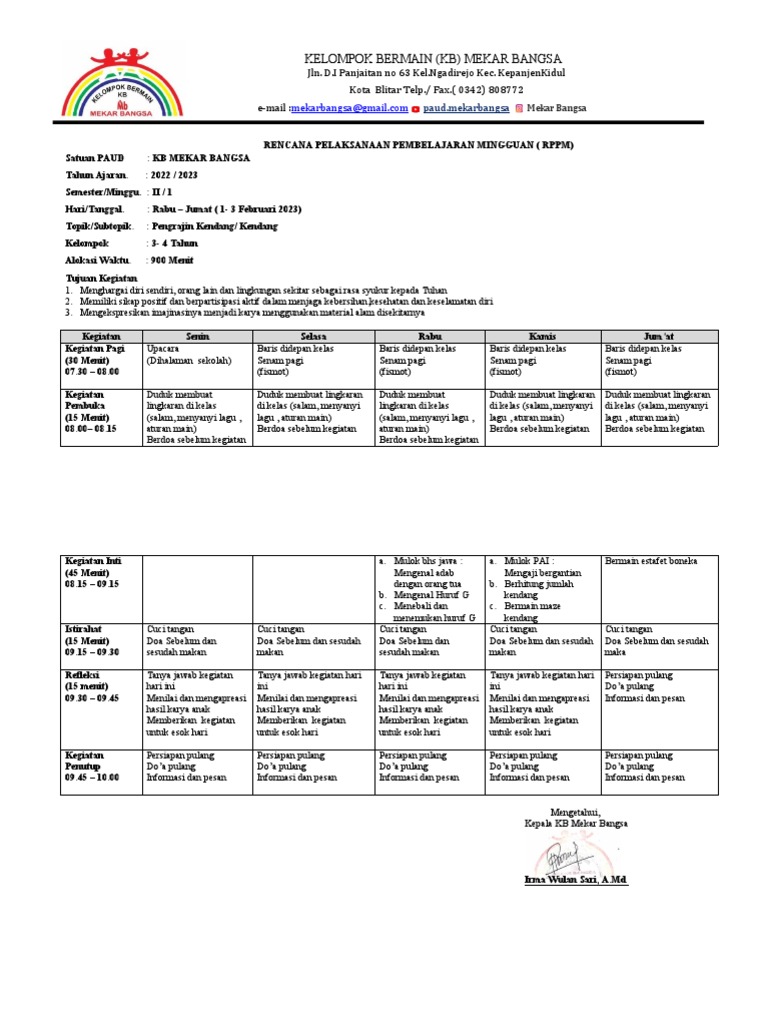 RPPM Februari KB MEKAR BANGSA KURIKULUM MERDEKA | PDF RPPM Februari KB MEKAR BANGSA KURIKULUM MERDEKA | PDF