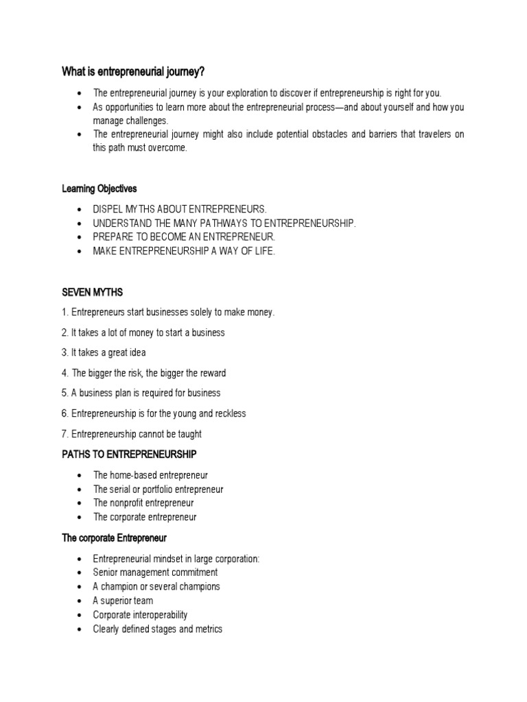 Understanding the Entrepreneurial Journey | PDF | Entrepreneurship ...