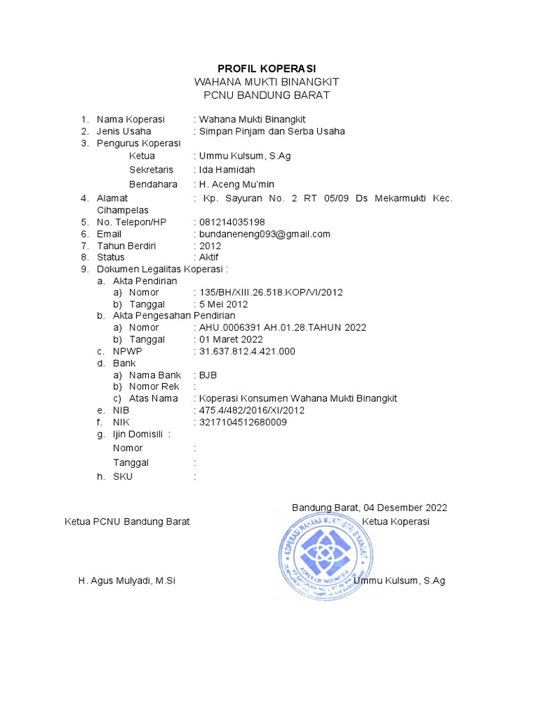 Profil Koperasi | PDF