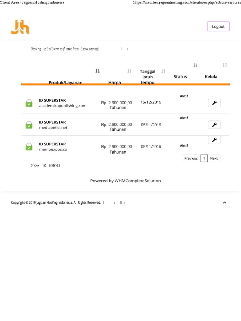Client Area - Jagoan Hosting Indonesia | PDF | Finance & Money Management