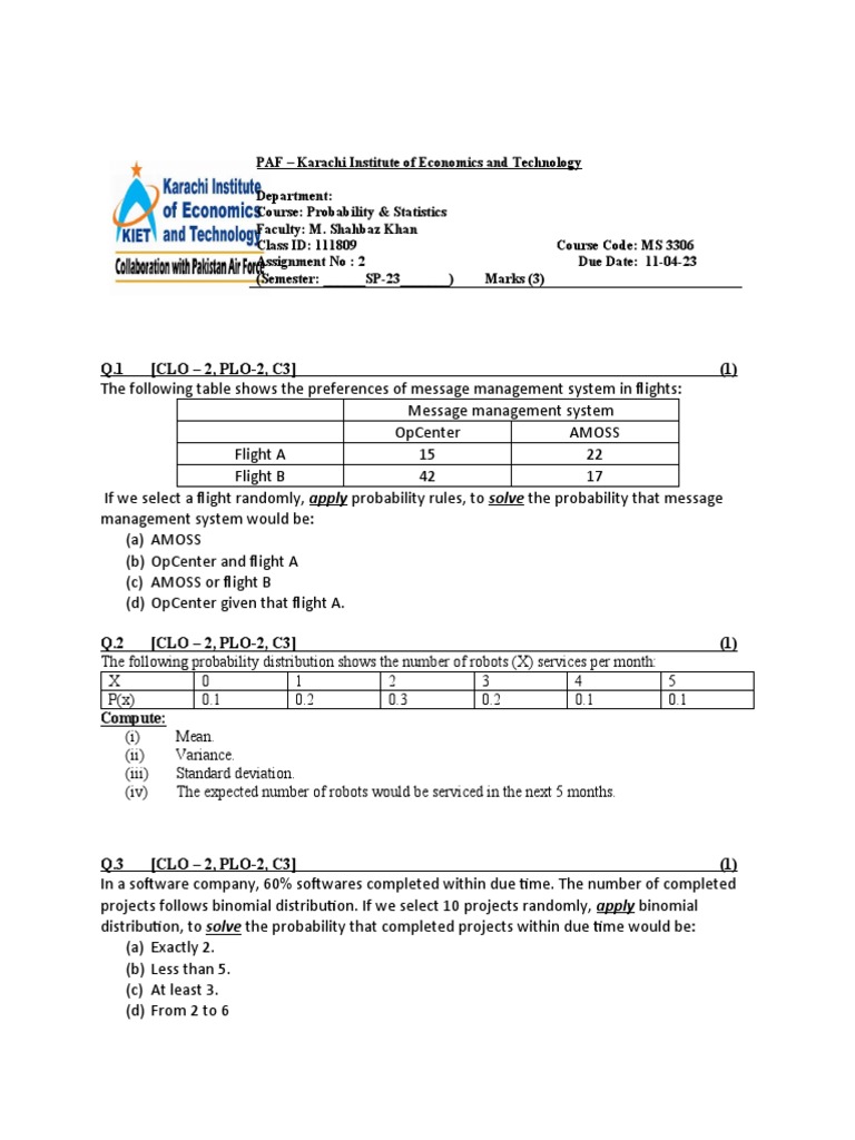 Q.1 (Clo - 2, Plo-2, C3) | PDF | Computers
