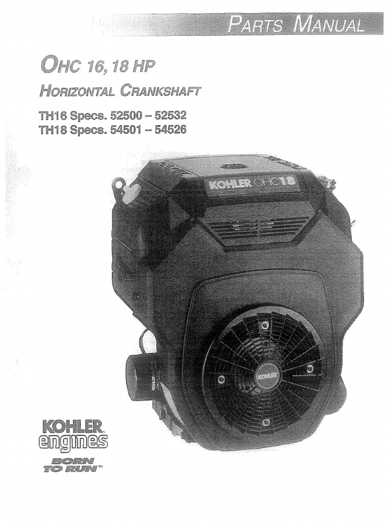 Kohler Parts Manual TH16 16HP TH18 18HP TP2481 | PDF