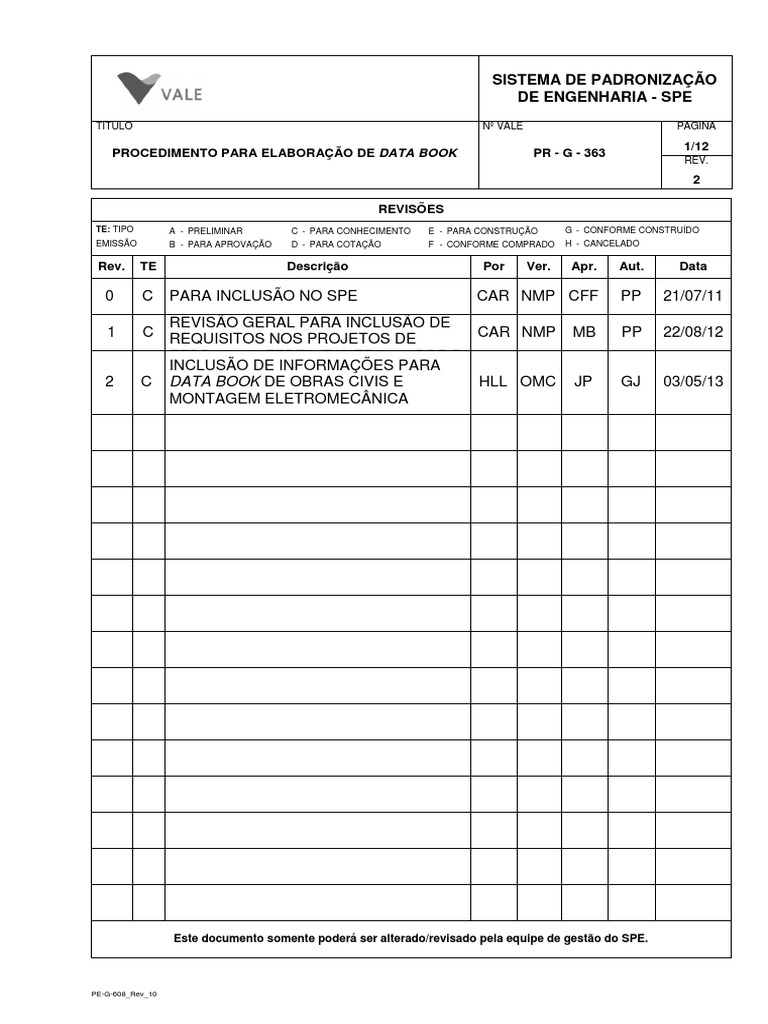 PR-G-363 Procedimento Elaboracao Data Book Rev 2 | PDF | Engenharia ...