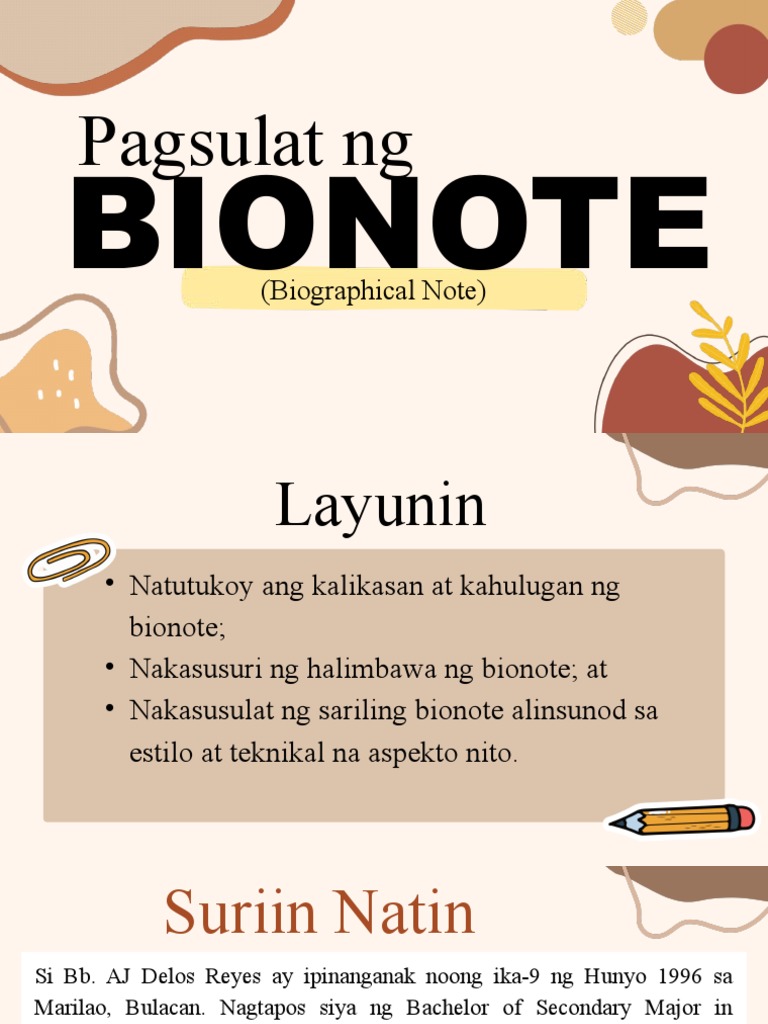 Pagsulat NG: Bionote | PDF