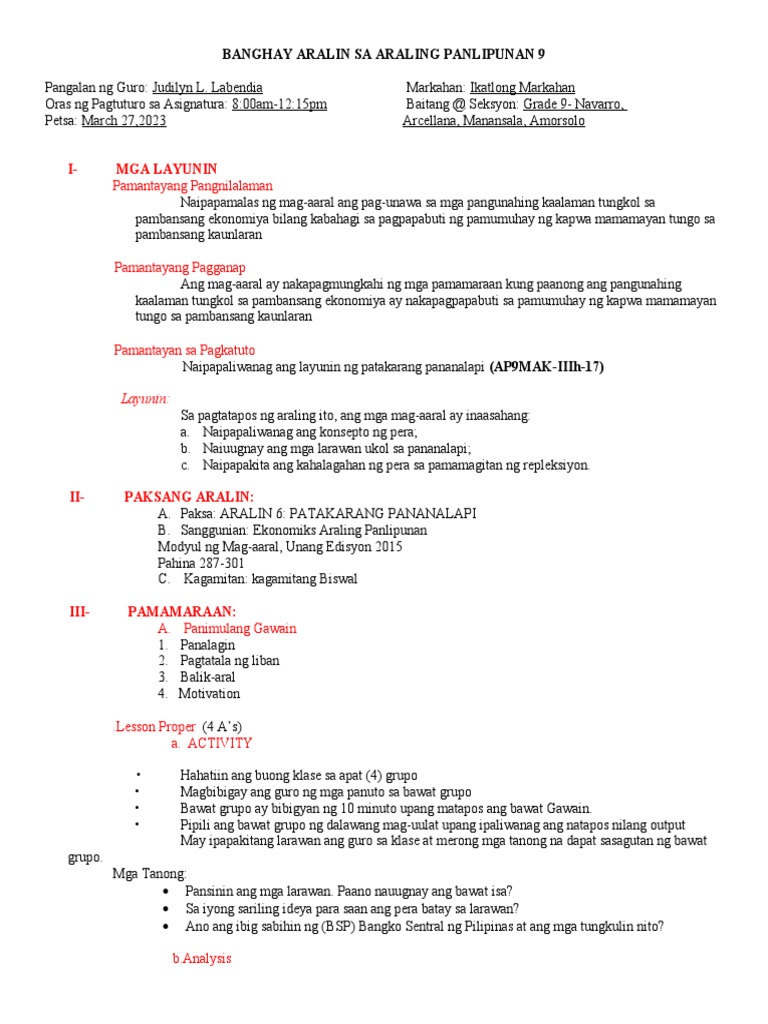 LP Aral Pan. Patakarang Pananalapi | PDF