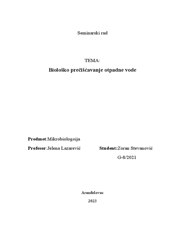 Seminarski Rad Otpadne Vode | PDF