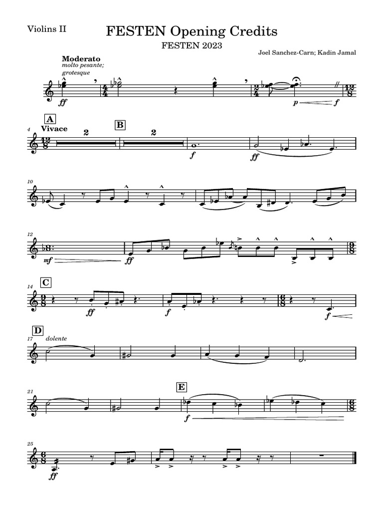 FESTEN 2023 Opening Credits Music | PDF