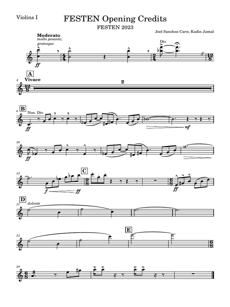 Festen Opening-Violins - I | PDF