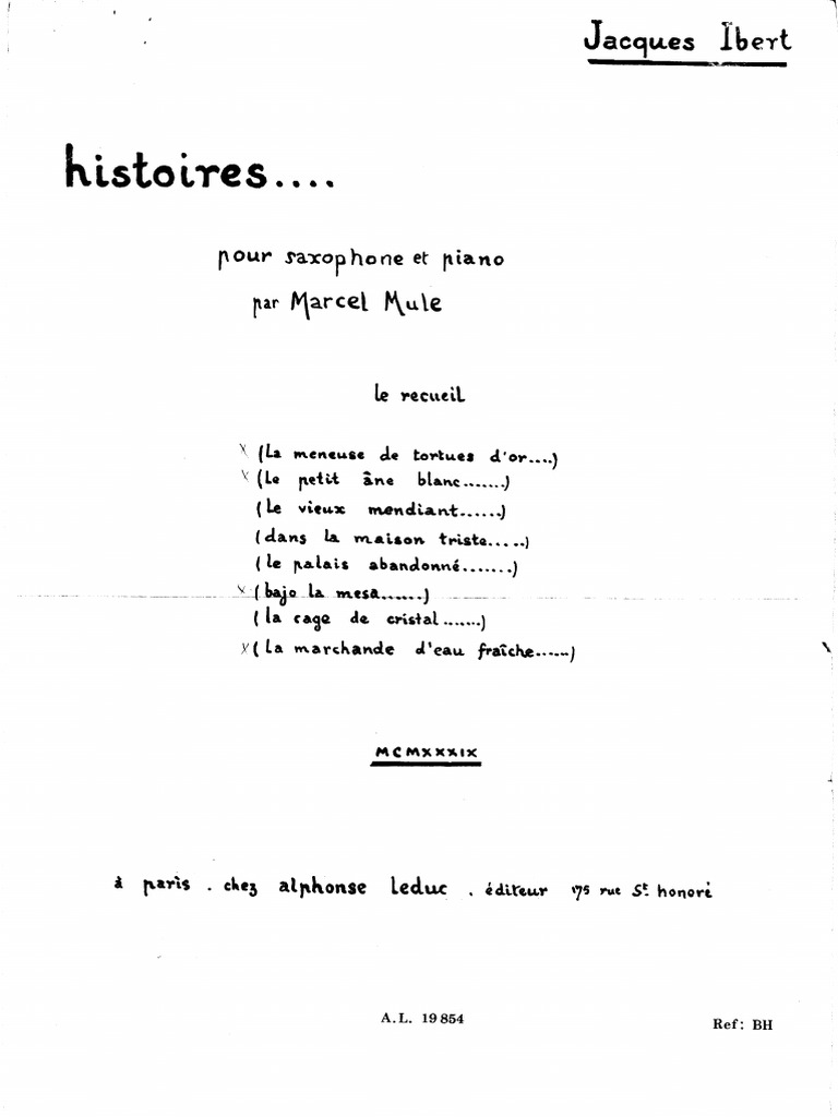 HISTORIES... (Jacques Ibert) | PDF