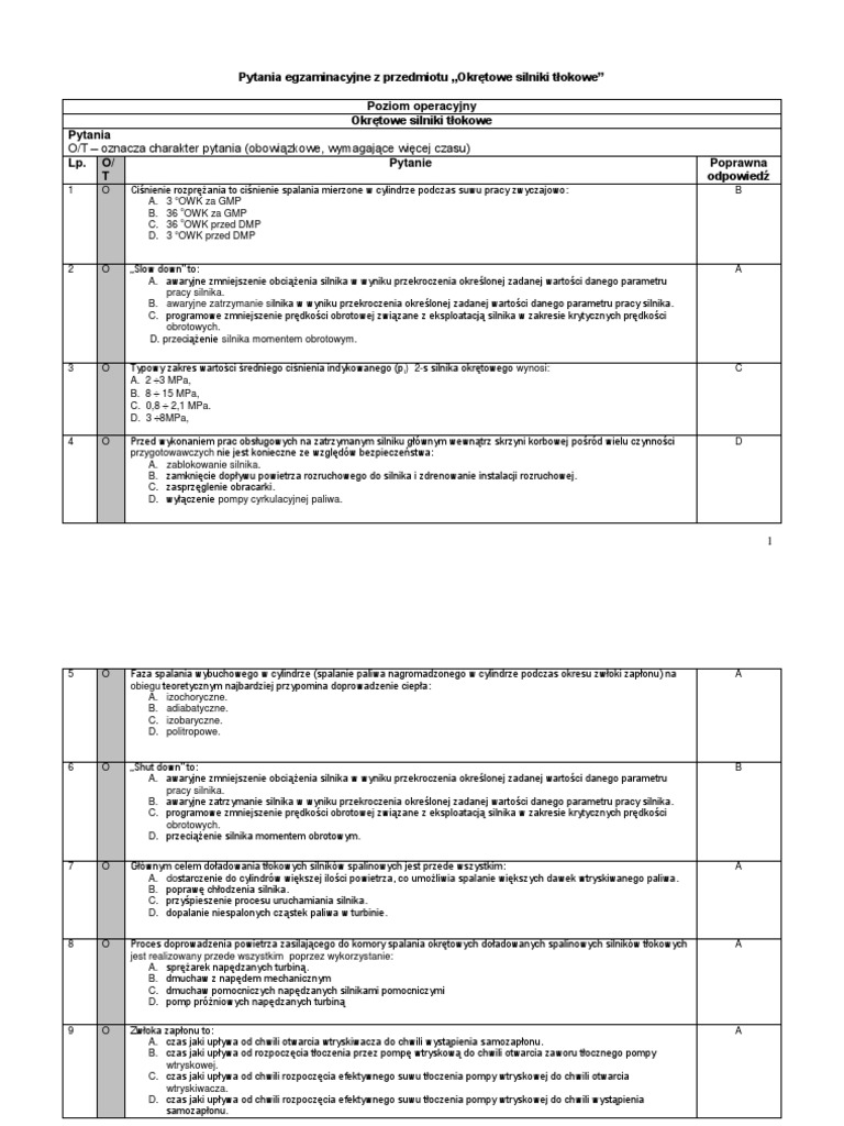 F1-P1-Okrętowe Silniki Tłokowe | PDF