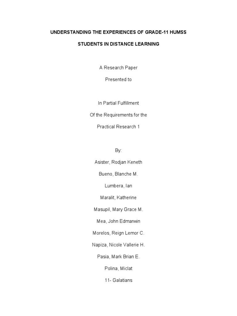 Understanding The Experiences of Grade-11 Humss | Download Free PDF ...