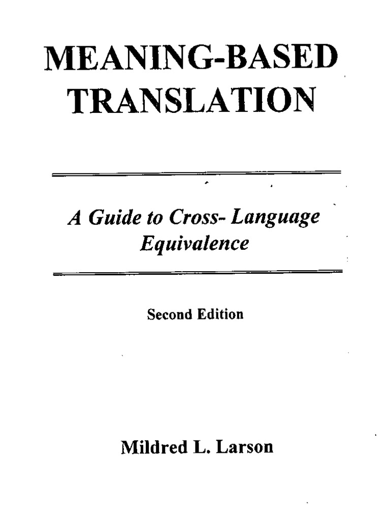 Meaning Based Translation | PDF