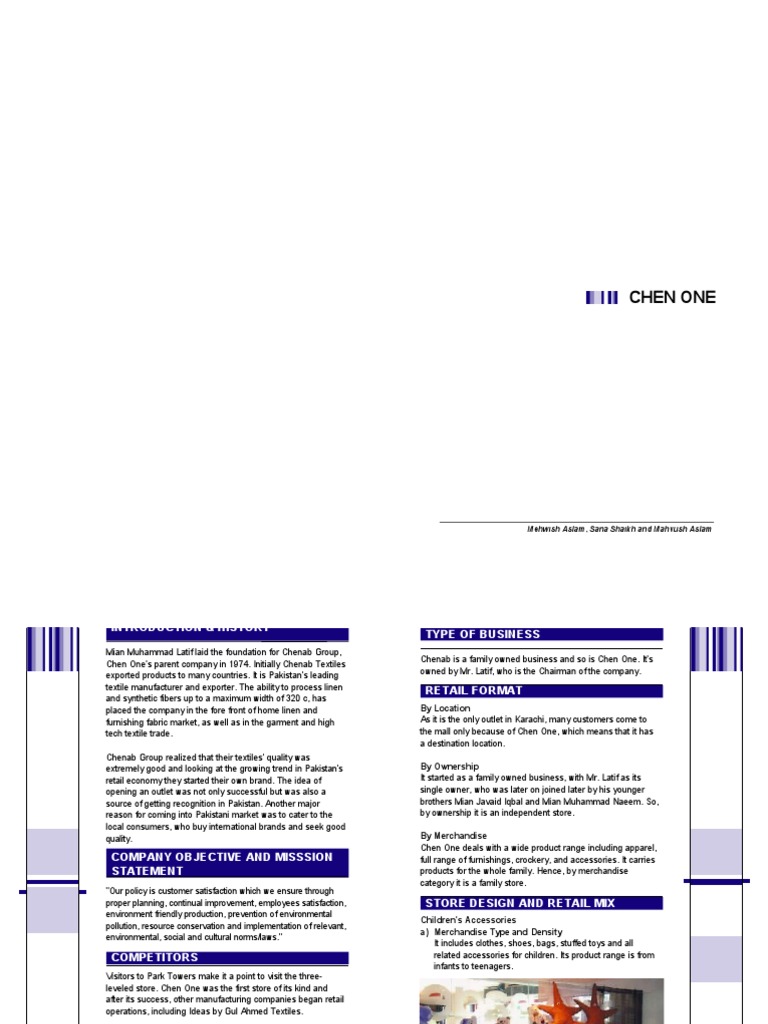 Case Study - CHEN ONE | PDF | Retail | Merchandising