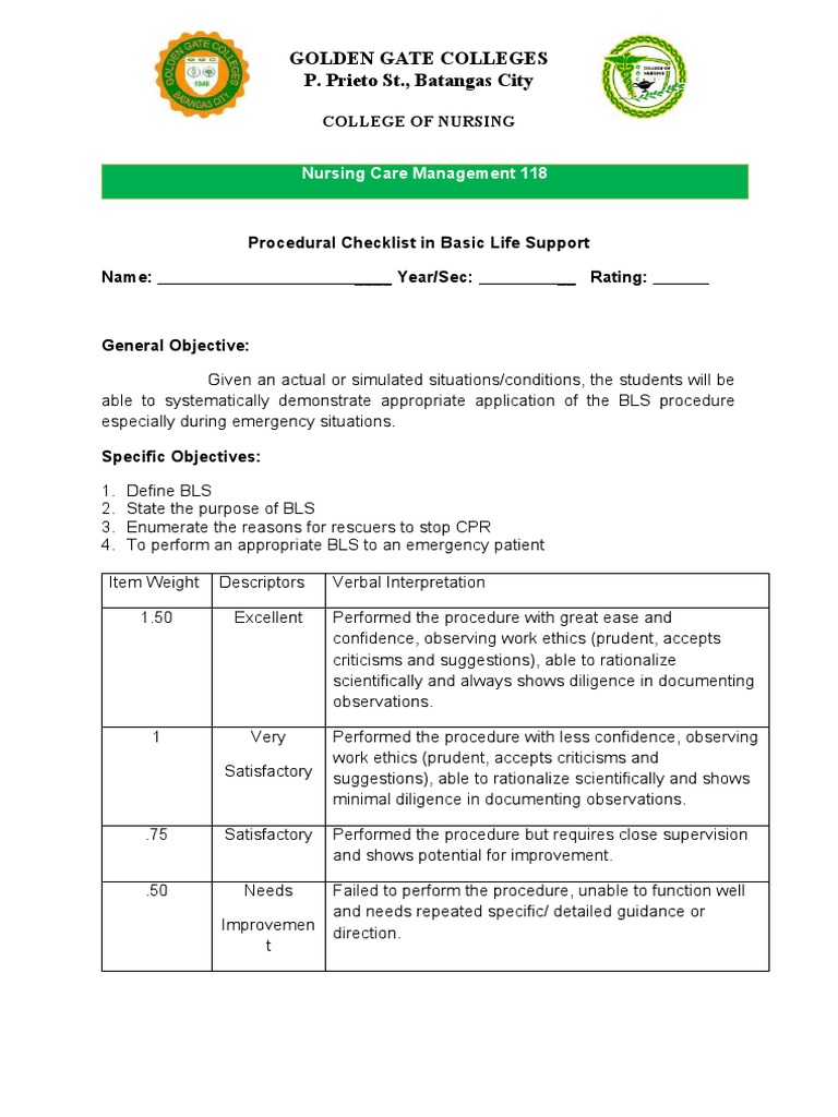 Bls Checklist | PDF | Social Programs | Health Sciences