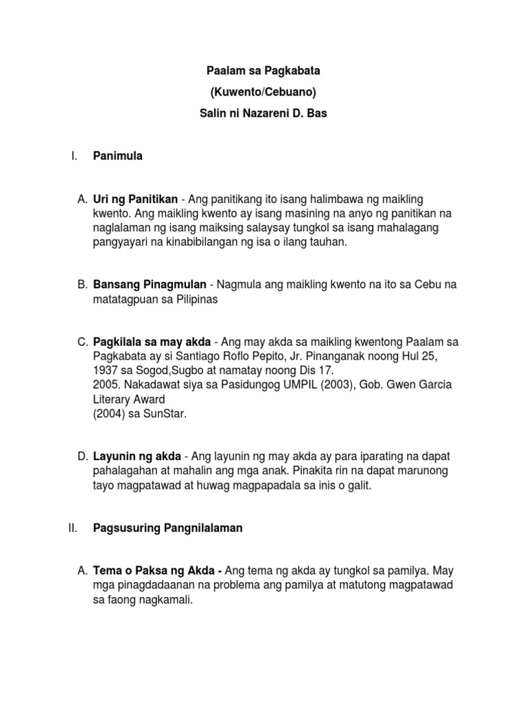 Paalam Sa Pagkabata | PDF