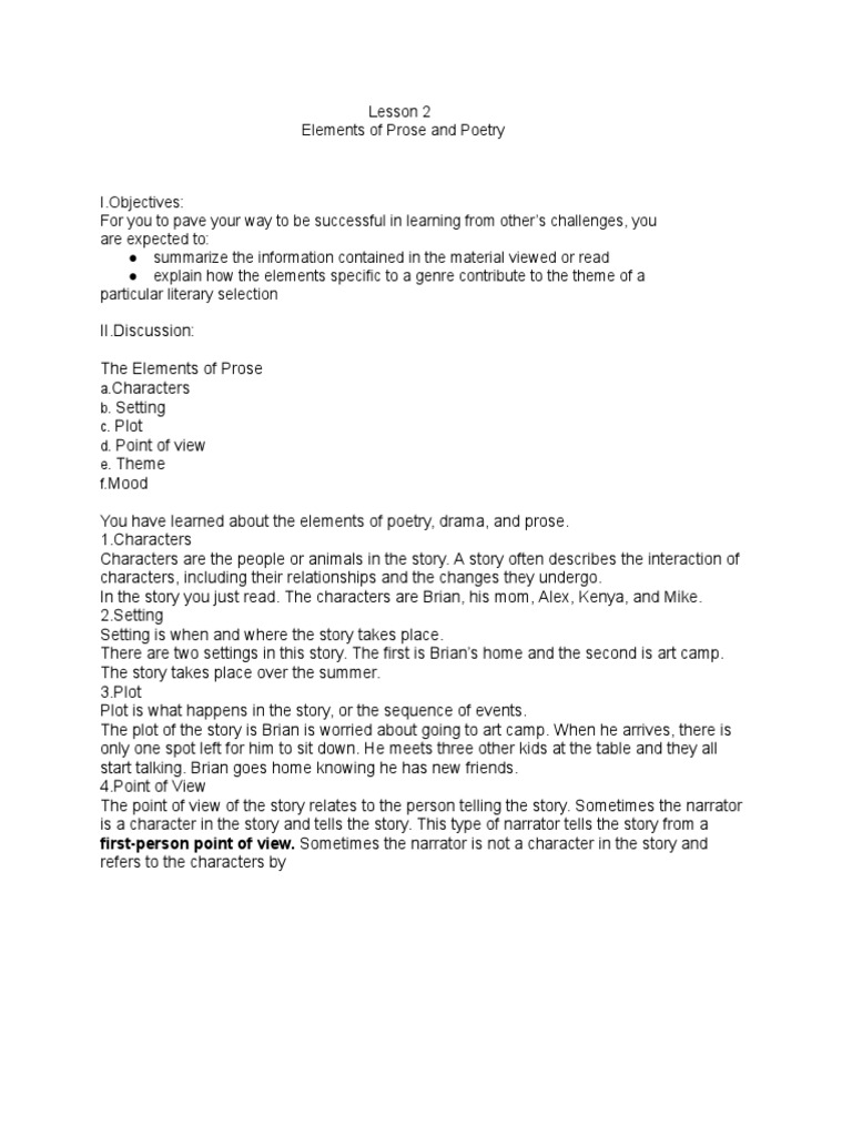 Key Elements of Prose and Poetry | PDF | Poetry | Metre (Poetry)
